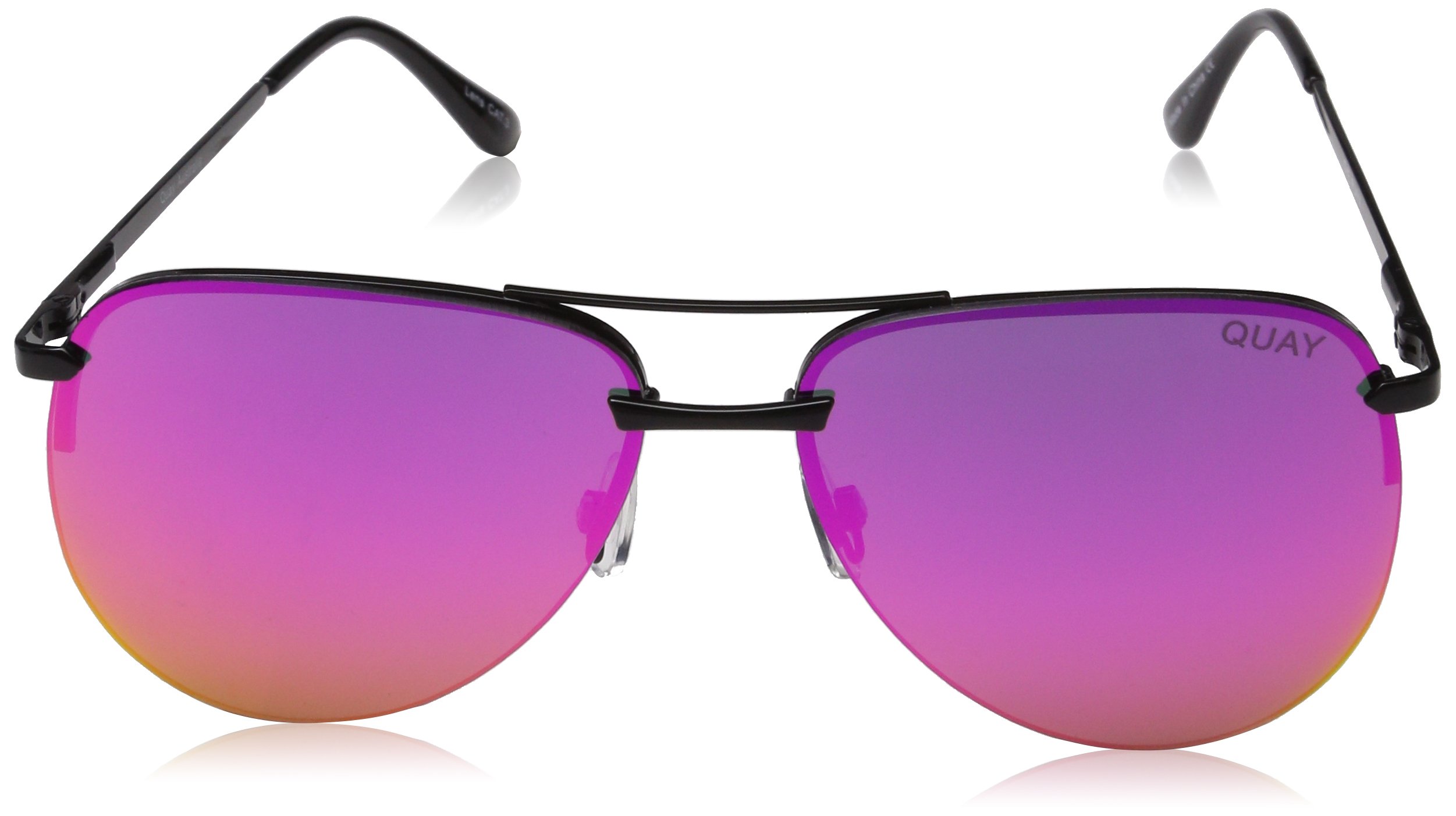 Quay Australia Women's The Playa Sunglasses, Black/Pink Mirror, One Size