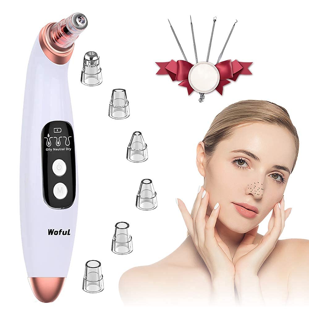 Woful Blackhead Remover Vacuum,Black Head Pore Vacuum with 6 Probes, Microdermabrasion Blackhead Extractor Tool (Blackhead Remover)