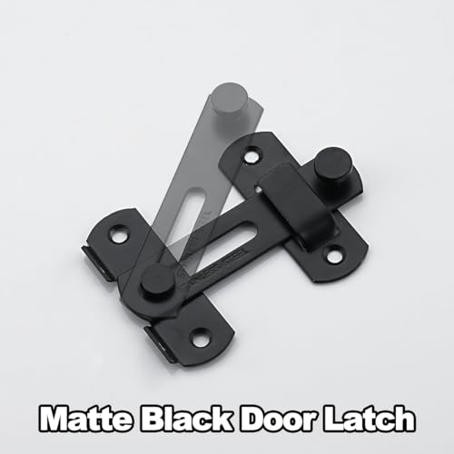 XQDWX Barrel Bolt Door Lock, thickened Stainless Steel Door Lock, Sliding door latch, Black, With Black Screws, 4 Inch, 914BB-BL