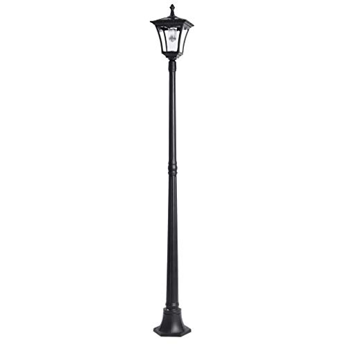 Sterno Home GL42309 Upgraded Version Outdoor Solar LED Street, for Patio, Post Light, Garden, 76” High, 1-Pack, Black, 2nd Gen