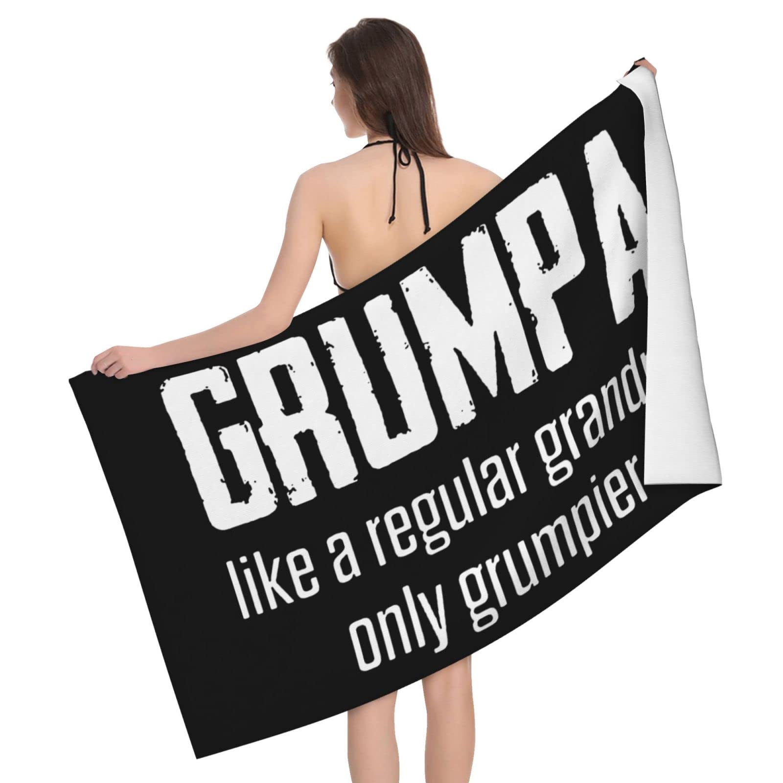 Zahika Grumpa Like Regular Grandpa Beach Towel Absorbent Bathroom Towels Beach Towels Oversized Super 32x52 Inch