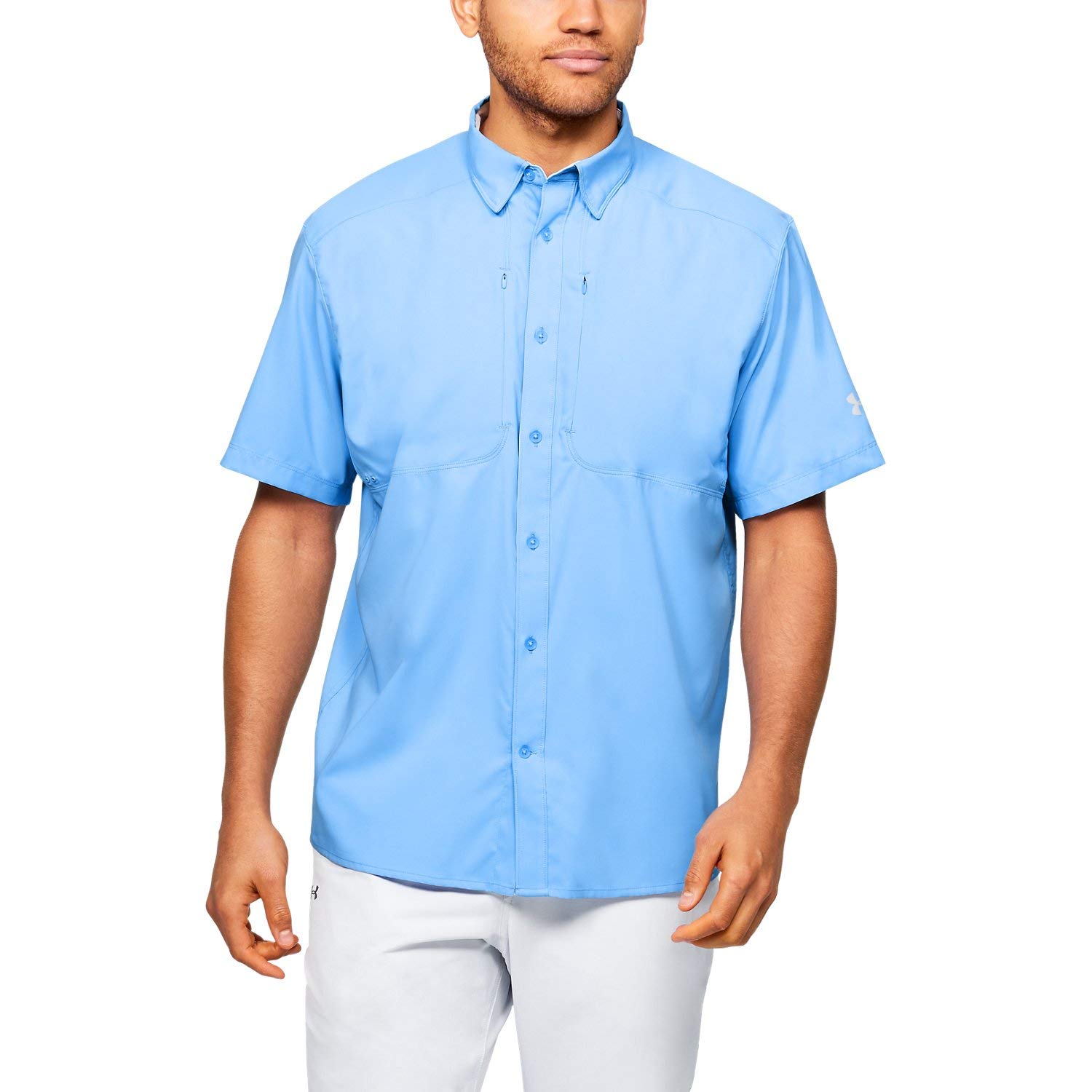 Under Armour Men's Tide Chaser 2.0 Fish Short-Sleeve T-Shirt , Carolina Blue (475)/Halo Gray , Small