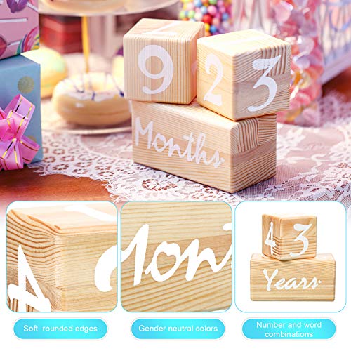 WILLBOND Blocks Baby Monthly Milestone Blocks Baby Age Photo Blocks and Keepsake Photography Nursery Decor (Gender Neutral)