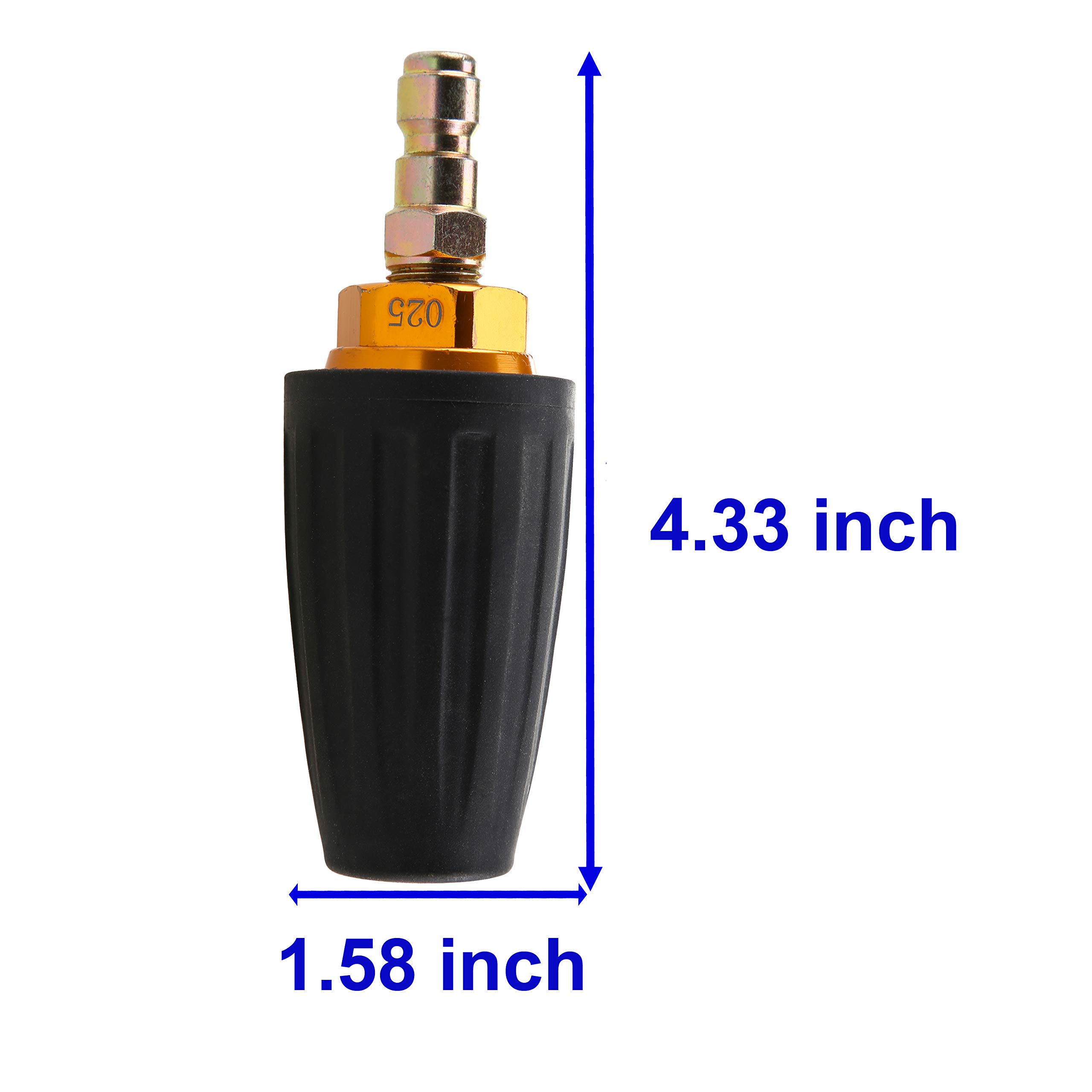 Tool Daily Turbo Nozzle for Pressure Washer, rotating turbo nozzle, with 5 Spray Nozzle Tips, Orifice 2.5, 2500 PSI, 1/4 Inch, 6-Pack