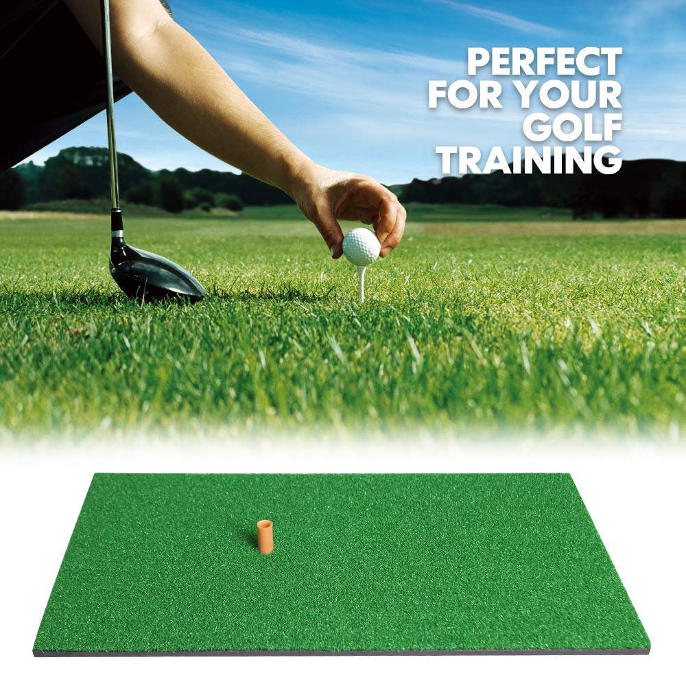 TRUEDAYS Golf Mat - Artificial Turf Golf Mat with Non-Slip Foam - 12β x 24β Golf Hitting Mat for Indoor and Outdoor Practice (Includes Rubber Tee Holder and Tees)