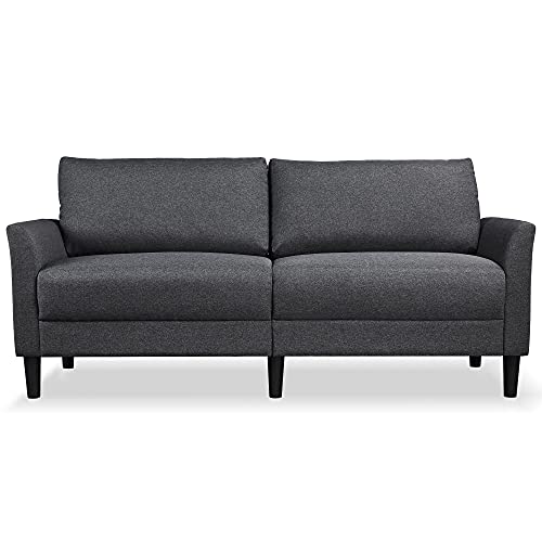 Yaheetech 75.5’’ W Modern Sofa Couch Linen Fabric Upholstery Mid-Century Fabric Low Back 2-Seat Sofa Couch Armrests Pillow Top Backrest Loveseat Grey