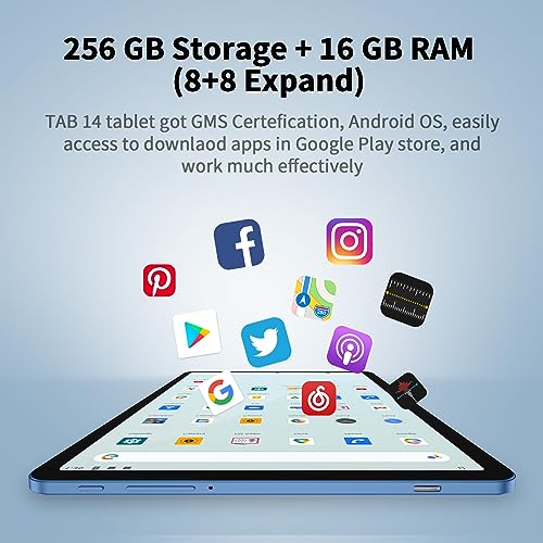 VASOUN Android 11 Tablet 10.4 inch, 16GB(8GB+8GB Expand)+256GB Tablet, 4G LTE Dual SIMS, 2.0GHz Octa-Core Gaming Tablet, 2K IPS Screen,8000Mah, 2.4G/5G WiFi, Bluetooth5.0 with Tablet PU Leather case