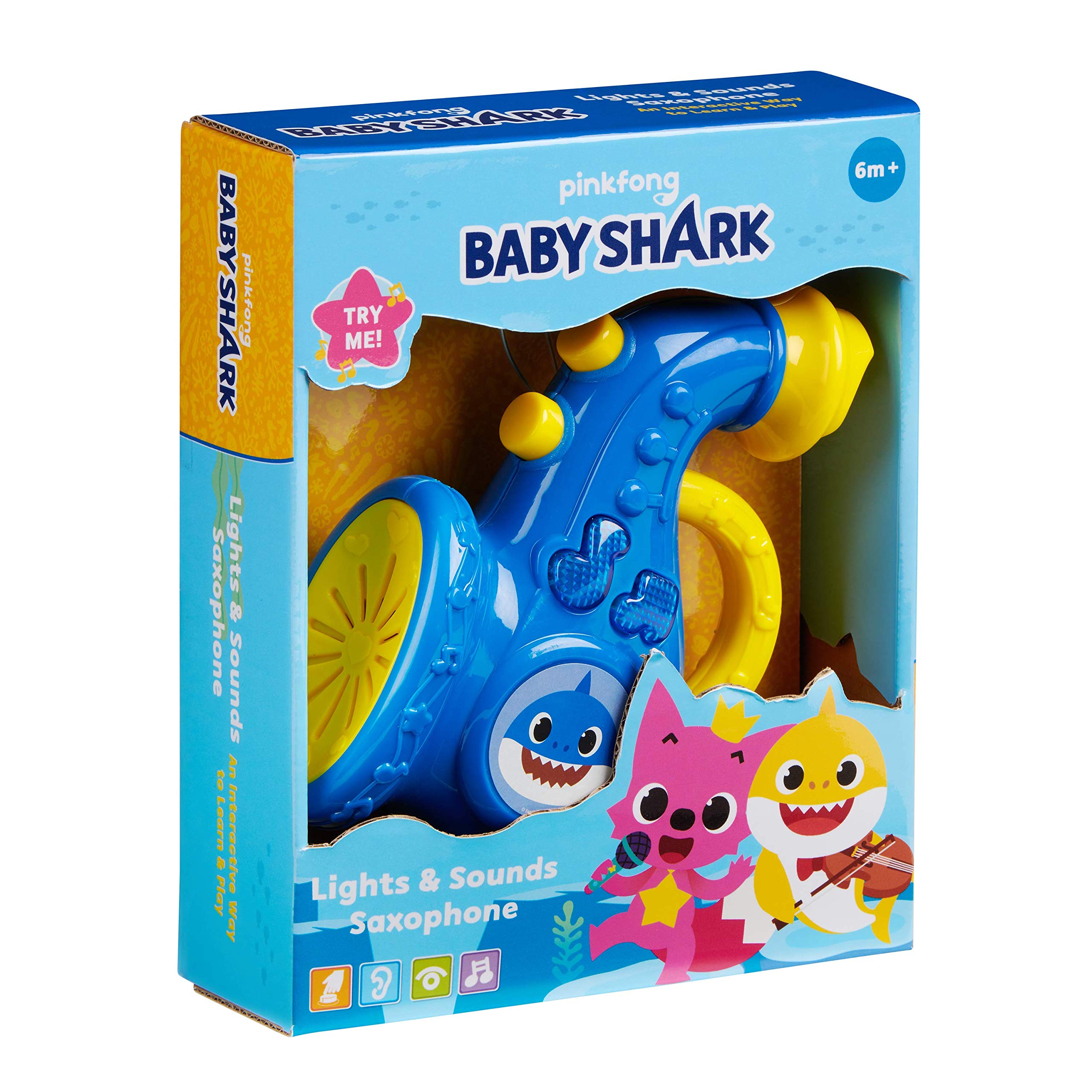 WowWee Pinkfong Baby Shark Lights N’ Sounds Guitar - Preschool Interactive Toy