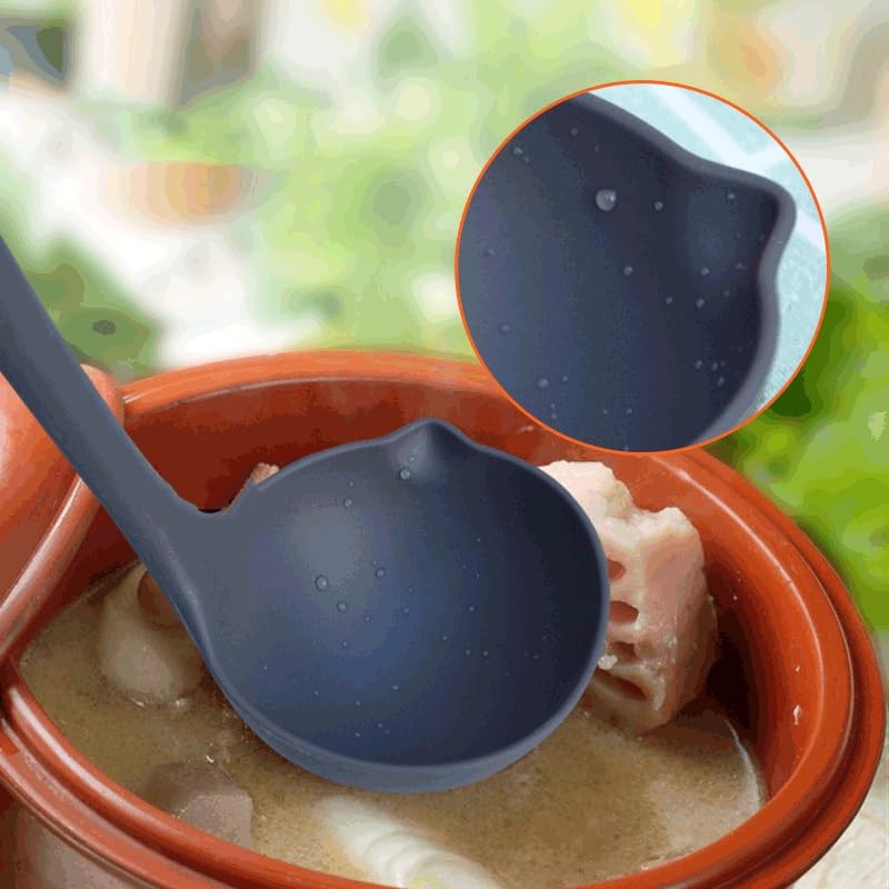 SLEEVY Kitchen Silicone Soup Spoon Long Handle Cooking Spatula Shovel Steel Kitchenware Home Cookware Set