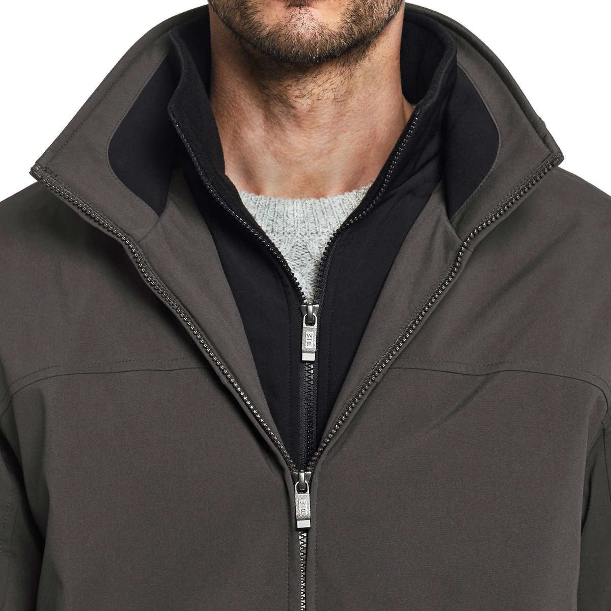 Weatherproof Mens Stretch Tech Double Layer Jacket (Black, Large)