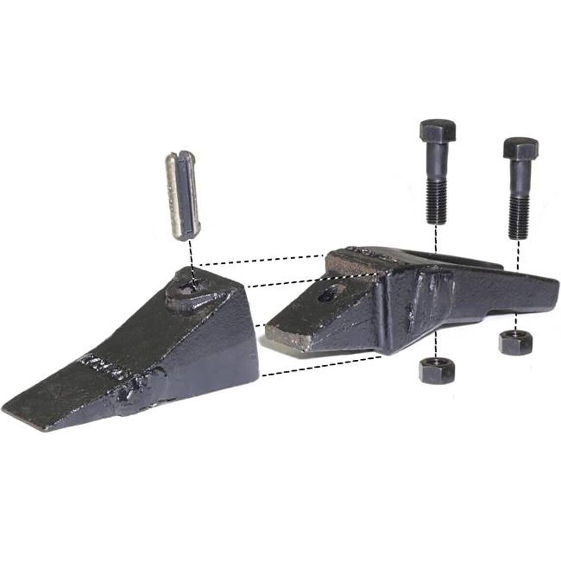 Titan Attachments 7 Bucket Teeth Assembly 6737322Y Bobcat Style Bolt on Flush Mount Pin Skid Steer