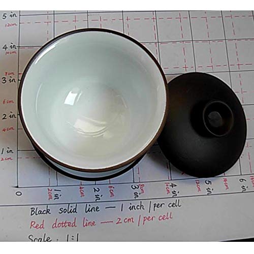 YXHUPOT Teacup Kungfu Tea Clay 4oz Cup Gaiwan Sancai Saucers Set of 2