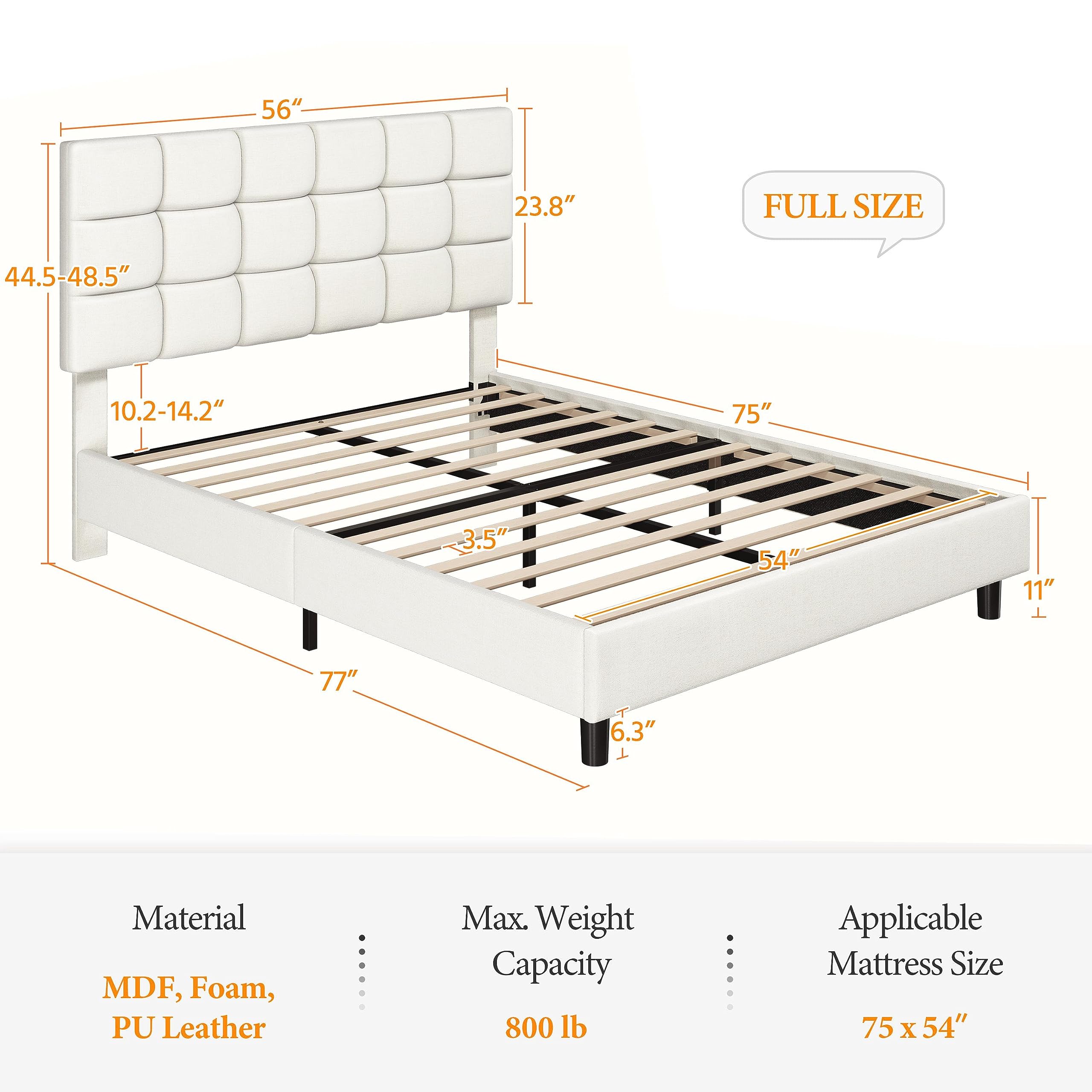 Yaheetech Twin Bed Frames Scandinavian Natural Pine Wood Platform Bed, Detachable Wooden Slats for Easy Assembly/6.2 inch Clearance Space/Noise-Free/No Box Spring Needed, White Twin Bed