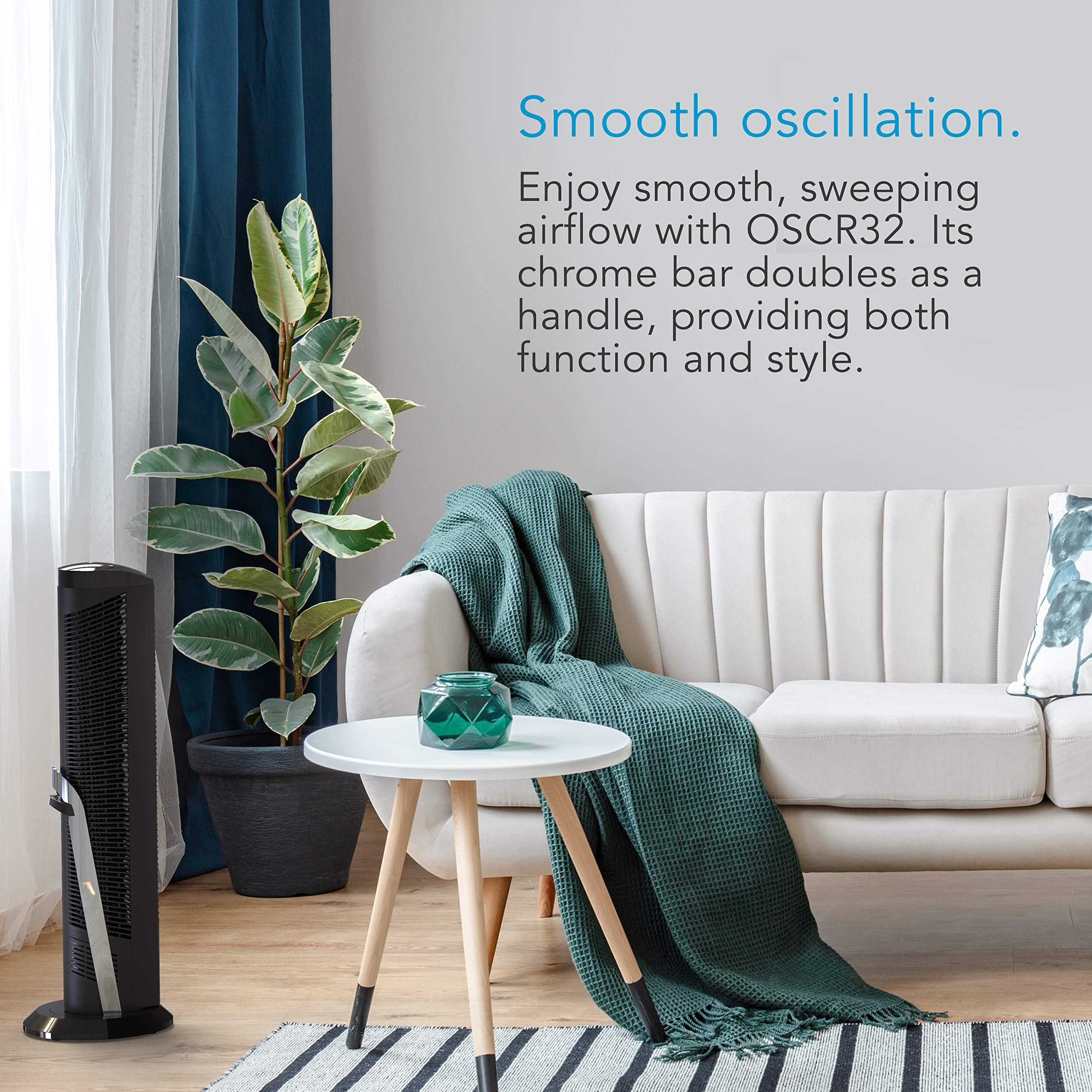 Vornado OSCR32 32" Oscillating Air Circulator Tower Fan with Remote Control, Timer, Standalone, Black