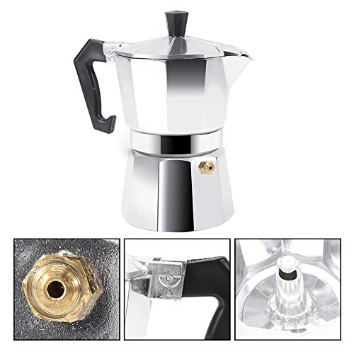 Zyyini Moka Pot, Aluminum Metal Octagonal Espresso Coffee Maker, Sturdy and Durable Stovetop Coffee Pot for Kitchen, Hotel and Office Use (150ML 3cups)
