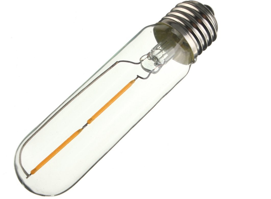 Vintage Edison LED Bulb 4 Pack,T10/T30 LED Bulbs 2W Antique COB Tubular Filament LED Bulb Tubular Edison Style LED Filament Bulb T10,Dimmable,E27 Medium Base,Warm White 2300K,Amber Glass Cover