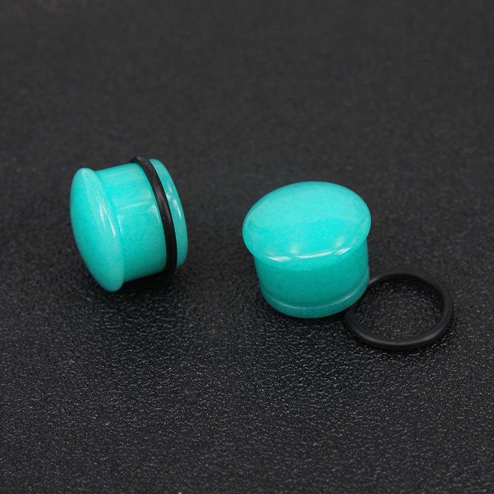 ZS Mozambique Amazonite Natural Stone Ear Plug Ear Gauge Noble Temperament Single Flare Ear Expander Tunnel (Gauge=0g(8mm))