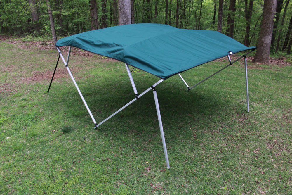Vortex Direct Dark Green Fabric Square Tube Frame 4 Bow Bimini, 10' Long, 91"-96" Width