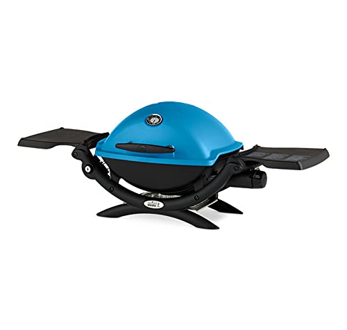 Weber Q 1200 Gas Grill (Blue) Bundle with Weber Grill Cover for Weber Q 100/1000 Series (2 Items)