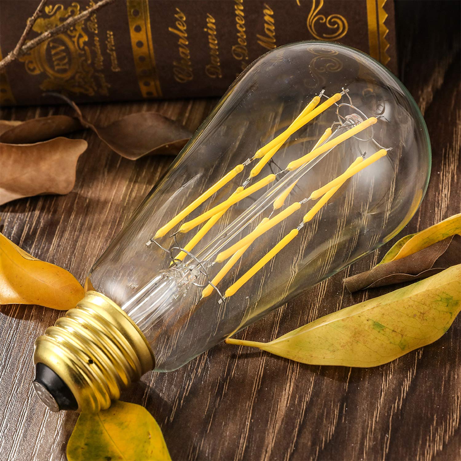 Vintage LED Edison Bulb,12W Filament Light Bulb, 3000K Soft White 1200LM, 100W Incandescent Equivalent, E26 Base, ST64 Vintage LED Bulbs, Clear Glass, Pack of 4.