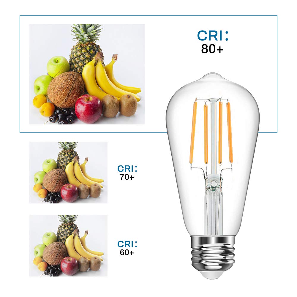 Vintage LED Edison Bulb, ST19 4W Dimmable LED Filament Bulb, 400 Lumens, Warm White 2700K, LED Light Bulb, Clear Glass, E26 Base, 4 Pack