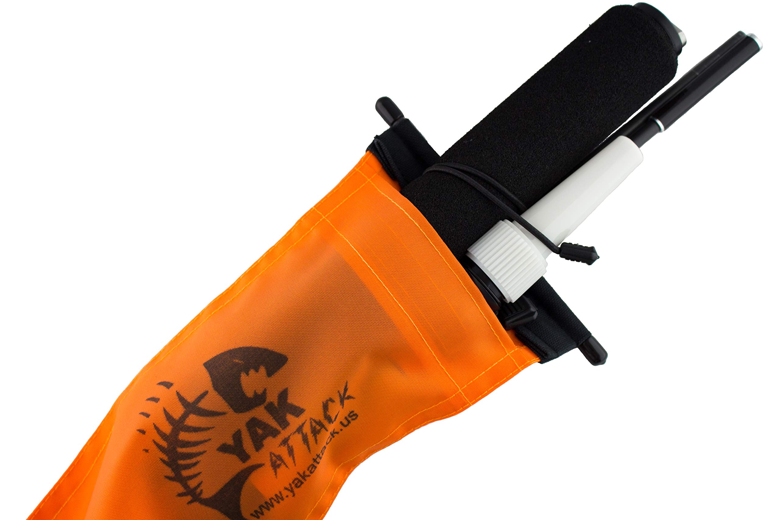 YakAttack VISICarbon Pro 360 Degree LED MightyMount and Hardware Kayak Fishing Visibility Flag, Orange (CPM+MMH)