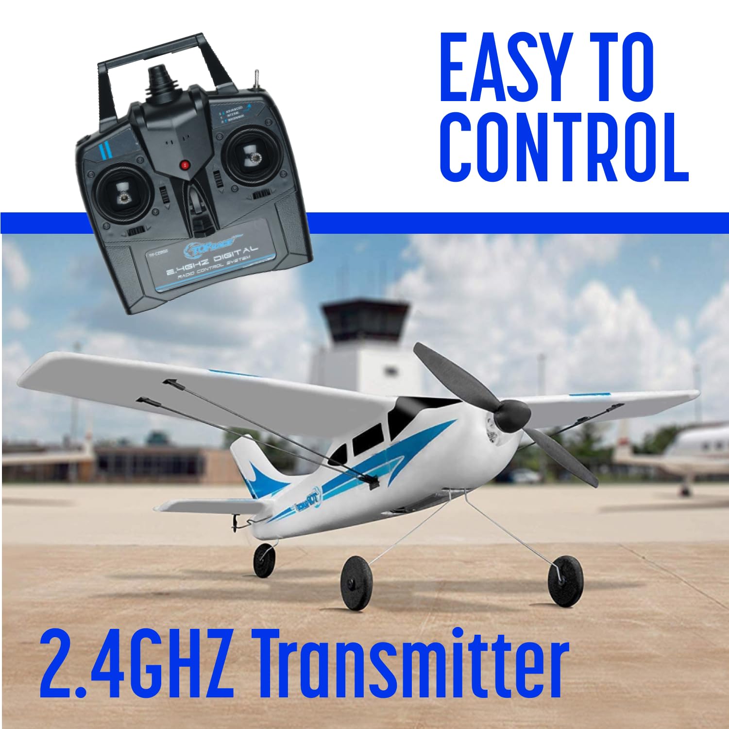 Top Race Remote Control Airplane - RC Plane 3 Channel Battery-Powered - Radio Control Airplanes for Adults and Kids 8-12 - Easter Gift Toy - Easy to Control Electric Planes with Propeller Saver