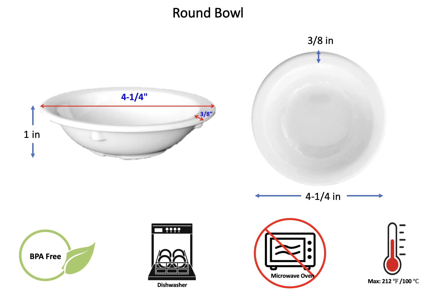 Z-Moments Western Melamine Fruit Bowl Monkey Bowl 3.5-Ounce, 4-1/4" dia. White or Tan NSF (48, White)