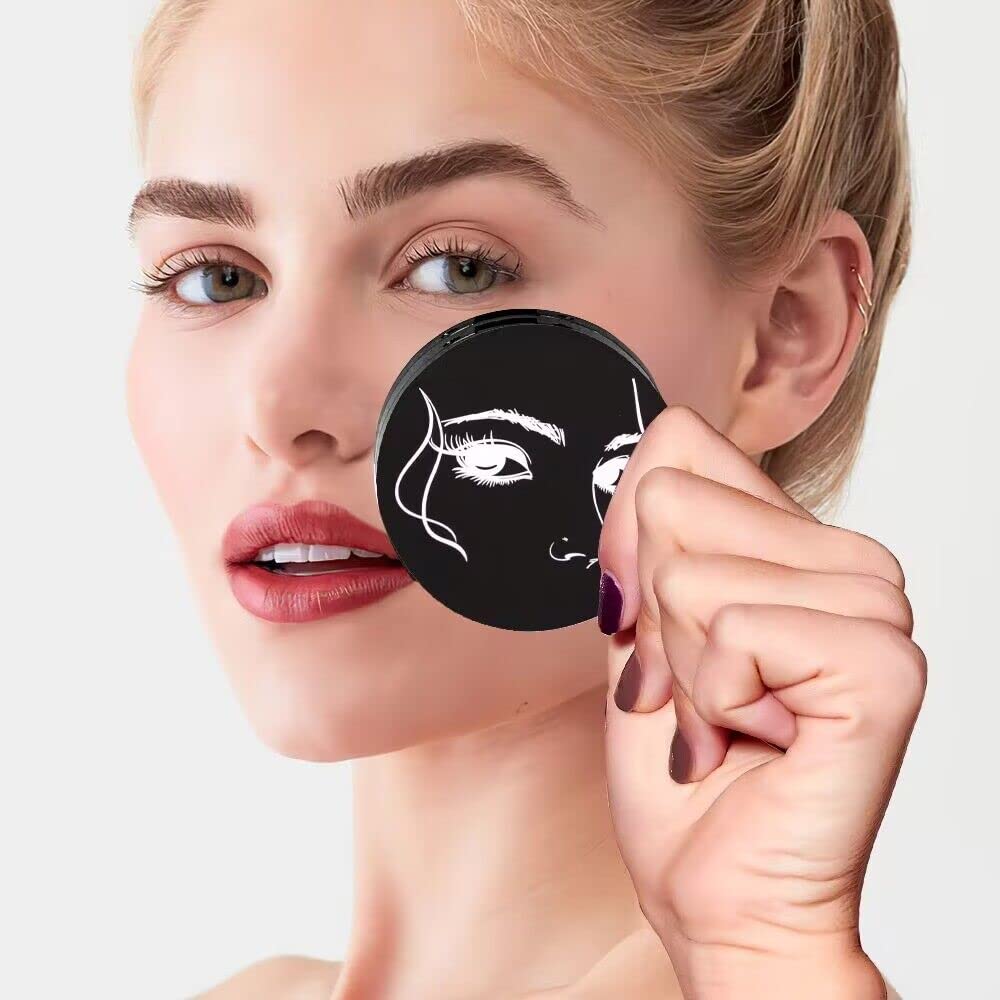 YiQiYi False Eyelash Case 2 PCS Round Eyelashes Organizer Box with Makeup Mirror New Look Cosmetic Storage Packing Plastic Holder Case Travel(Black and Lilac Lavender)