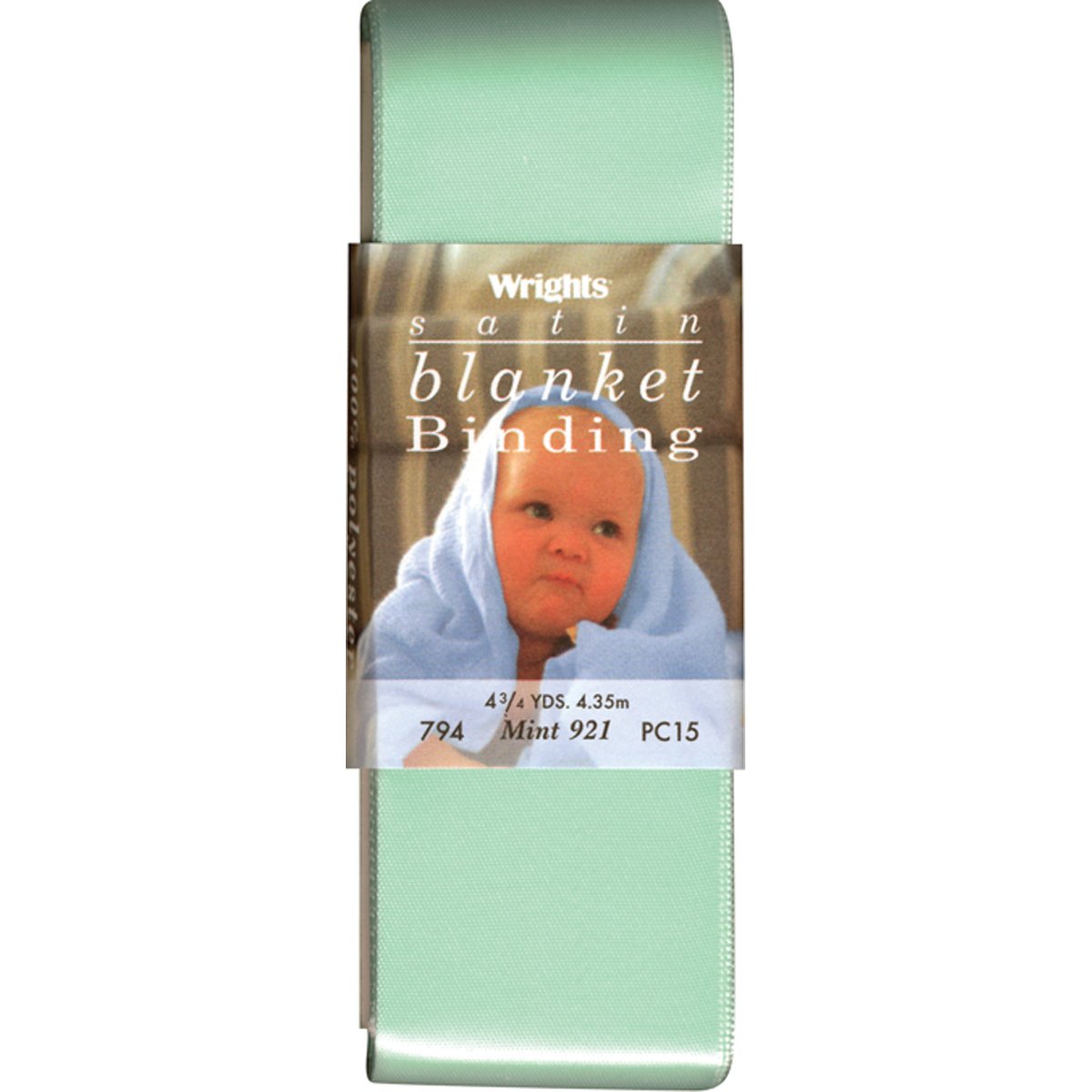 Wrights Single Fold Satin Blanket Binding 2 inch 4 3/4 Yards Mint 117-794-921 (3-Pack)