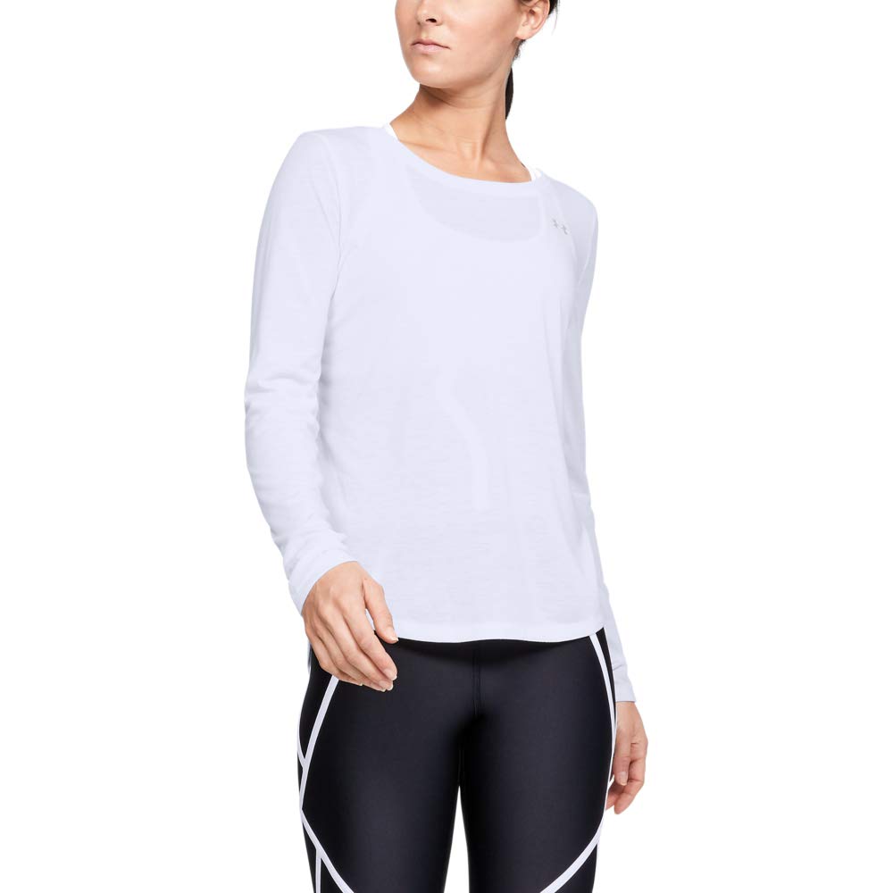 Under Armour Whisperlight Mesh Long-sleeve Shirt, White (100)/Metallic Silver, X-Small