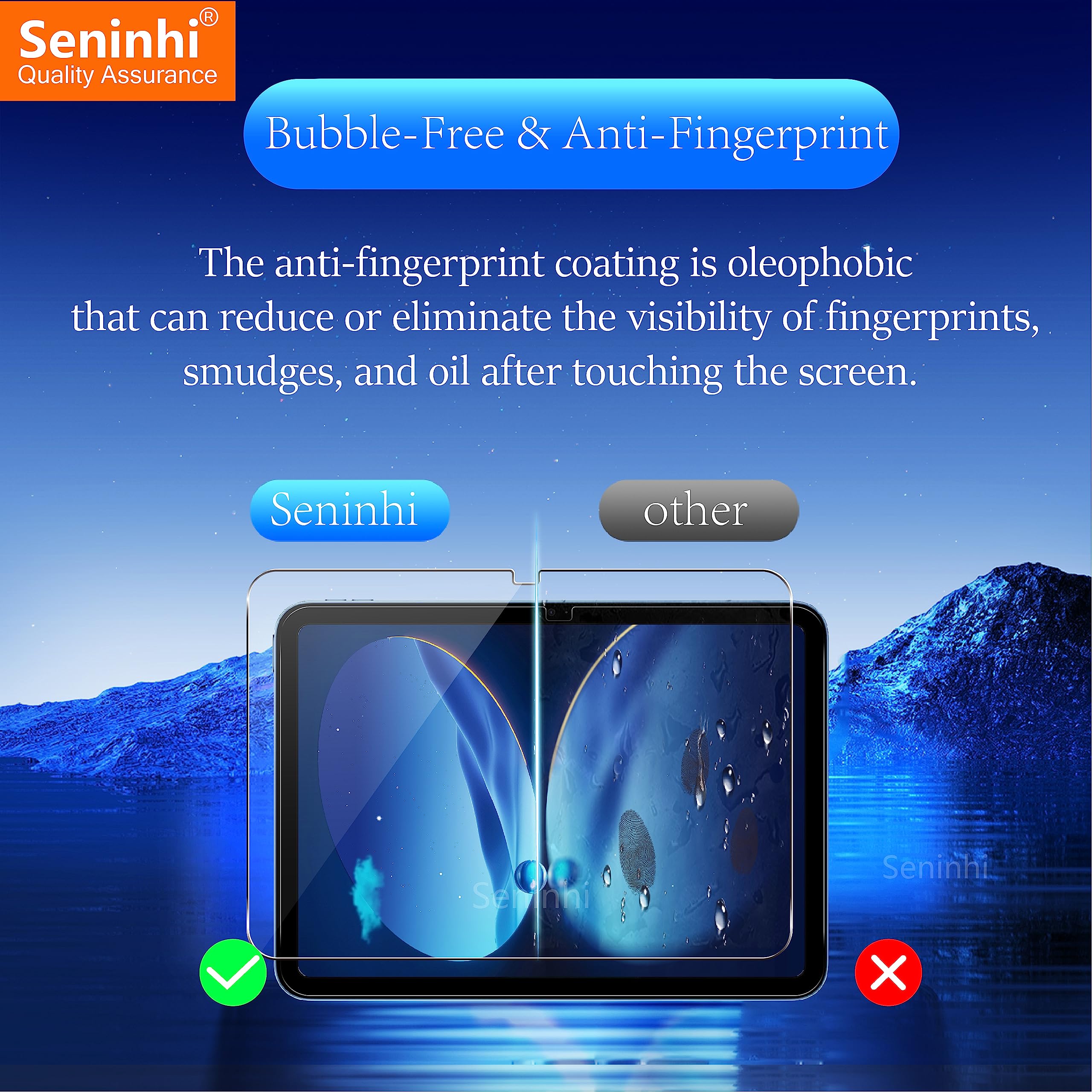 seninhi [2Pack for Apple ipad 10th generation Screen Protector 2 Pack Tempered Glass Screen Protector HD [With Easy Installation Frame] [9H Hardness] [Anti-Scratch] [Bubble Free]-Clear