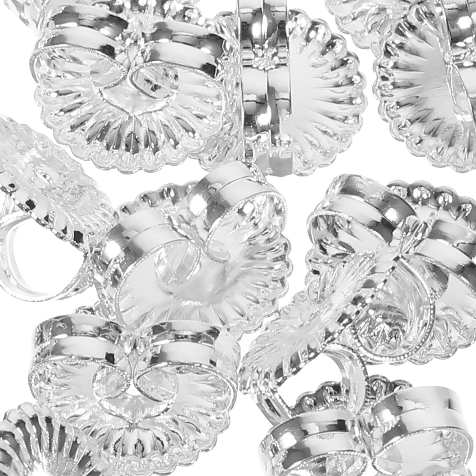 VILLCASE 20pcs Flower Earring Backs for Droopy Ears Safety Earring Studs Secure Locking Ear Backs Studs Replacement for Heavy Earrings Jewelry Findings Silver