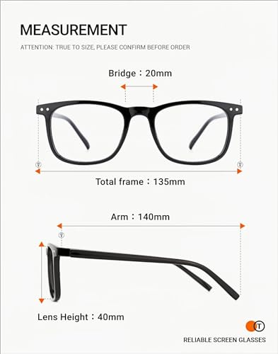 TIJN Blue Light Glasses 2 Pack Square Lightweight Computer Screen Glasses for Women Men Teens Anti Eyestrain