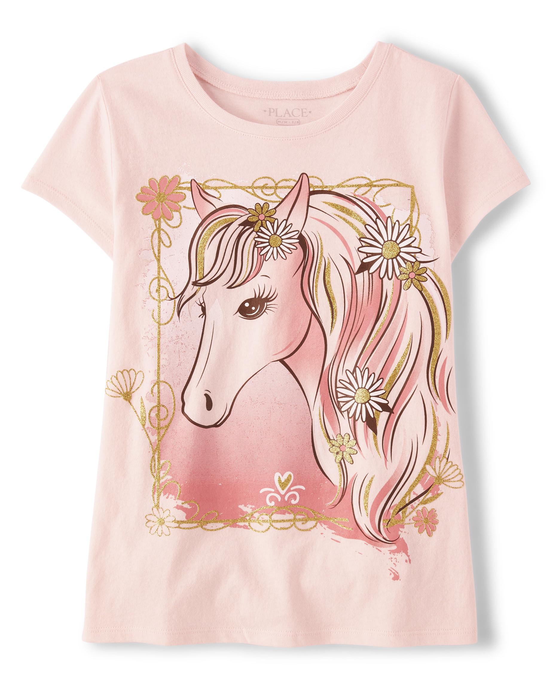 The Children's Place Girls Short Sleeve Graphic T-Shirts, Desert Unicorn, Medium