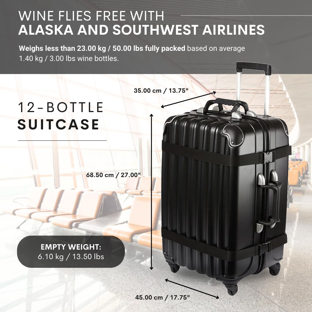 VinGardeValise Bundle - 2 items Wine Travel Suitcase 12 & 8-bottle - Grande 05 and Petite 03, Black