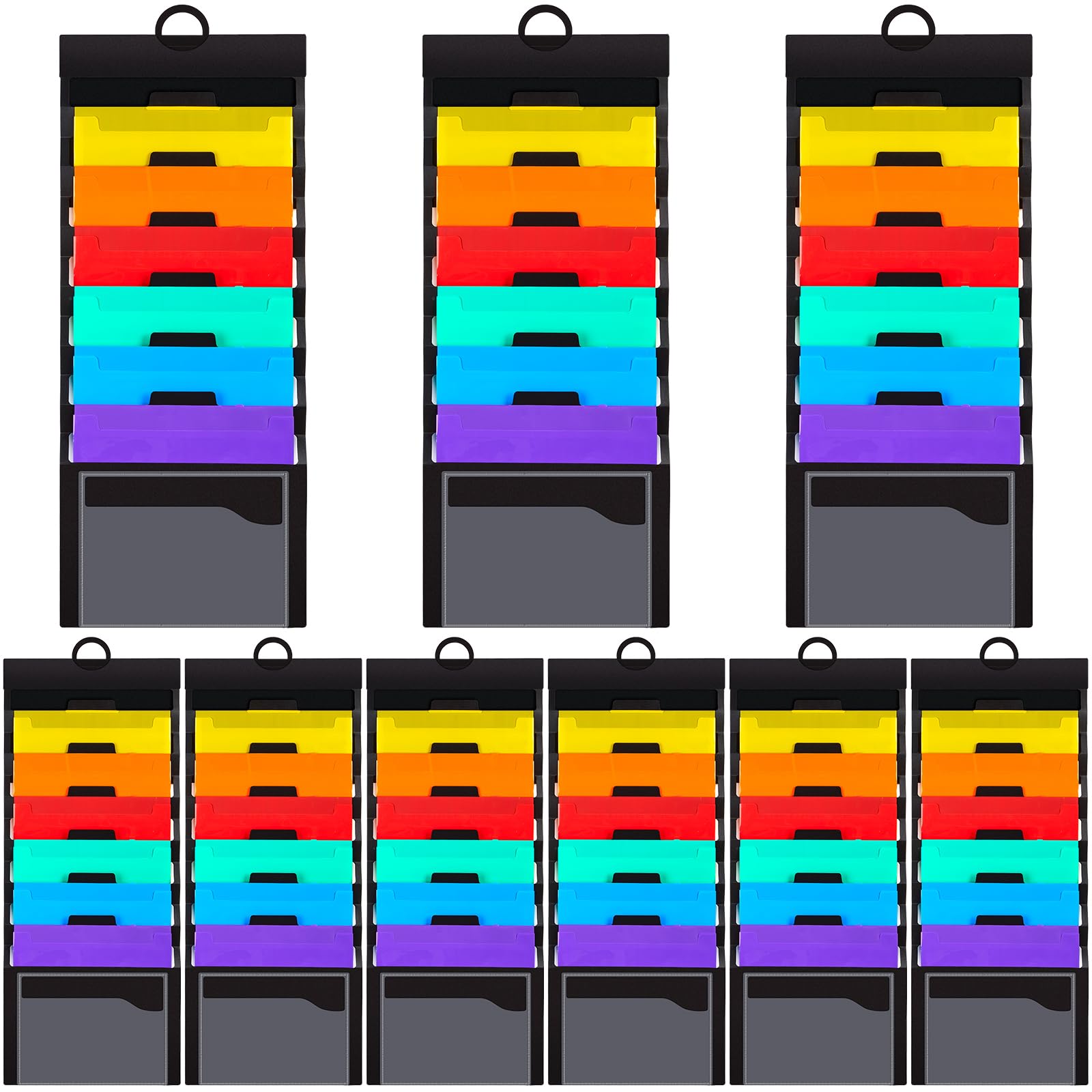 Yahenda Cascading Wall Organizer A4 Size Wall File Organizer 6 Pockets Hanging File Folders Multicolor Hanging File Organizer Removable Paper Organizer for Classroom Organization and Storage(9 Set)