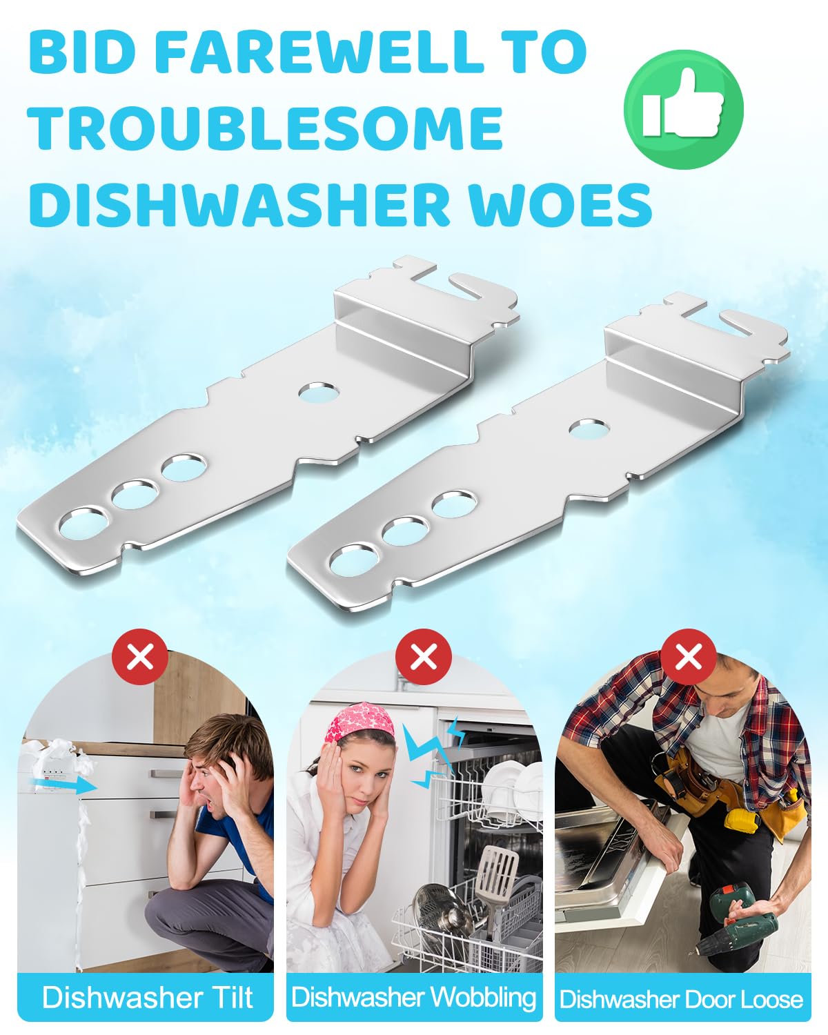 Undercounter Dishwasher Mounting Bracket Kit & Patio Sliding Door Lock Security
