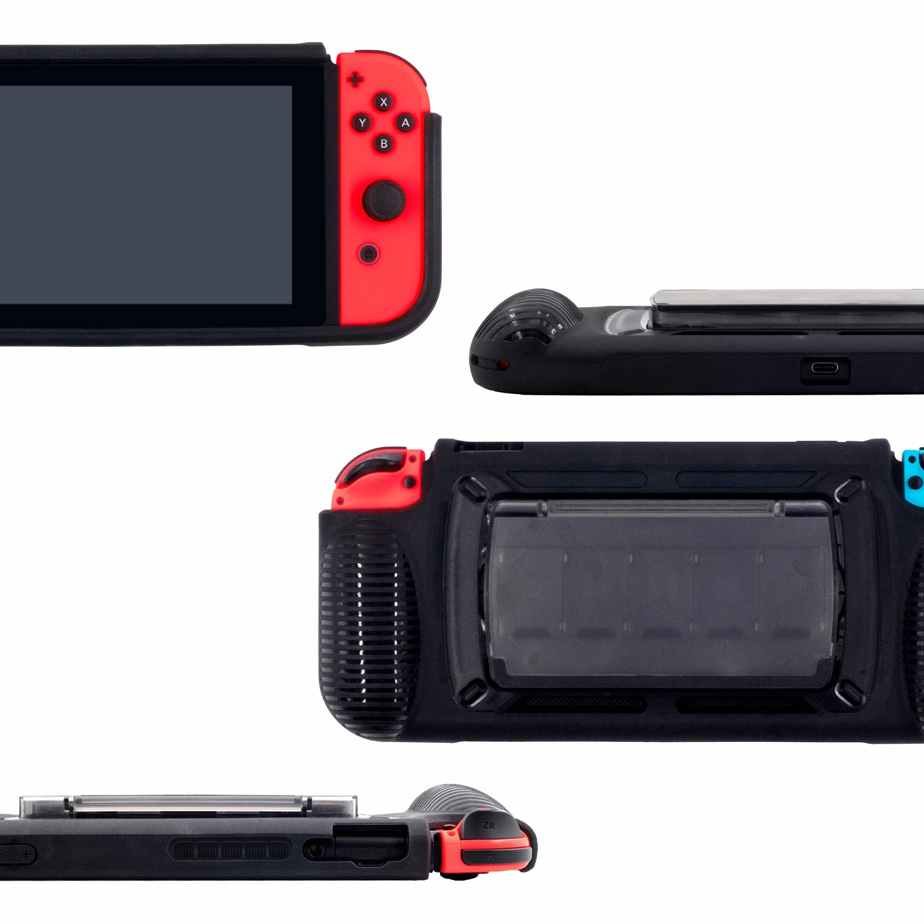YUFANLI Protective Case for Nintendo Switch , Grip Case with 7 Storage Slots for Game Cards, Multi-Angle Adjustable Stand, Grip Cover with Shock-Absorption and Anti-Scratch Design
