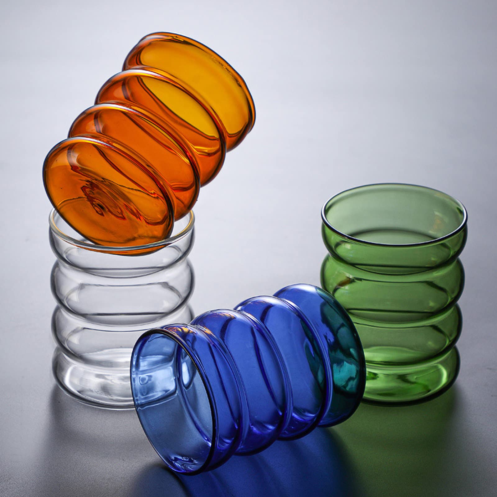URMAGIC Swirl Drinking Glasses, 10Oz Wave Shape Glass Cup,Clear Beer Glasses,Cocktail Glasses,Whiskey Glasses,Coffee Glasses,Wine Glass,Goblet Cup,Juice Glass,Beverage Cups