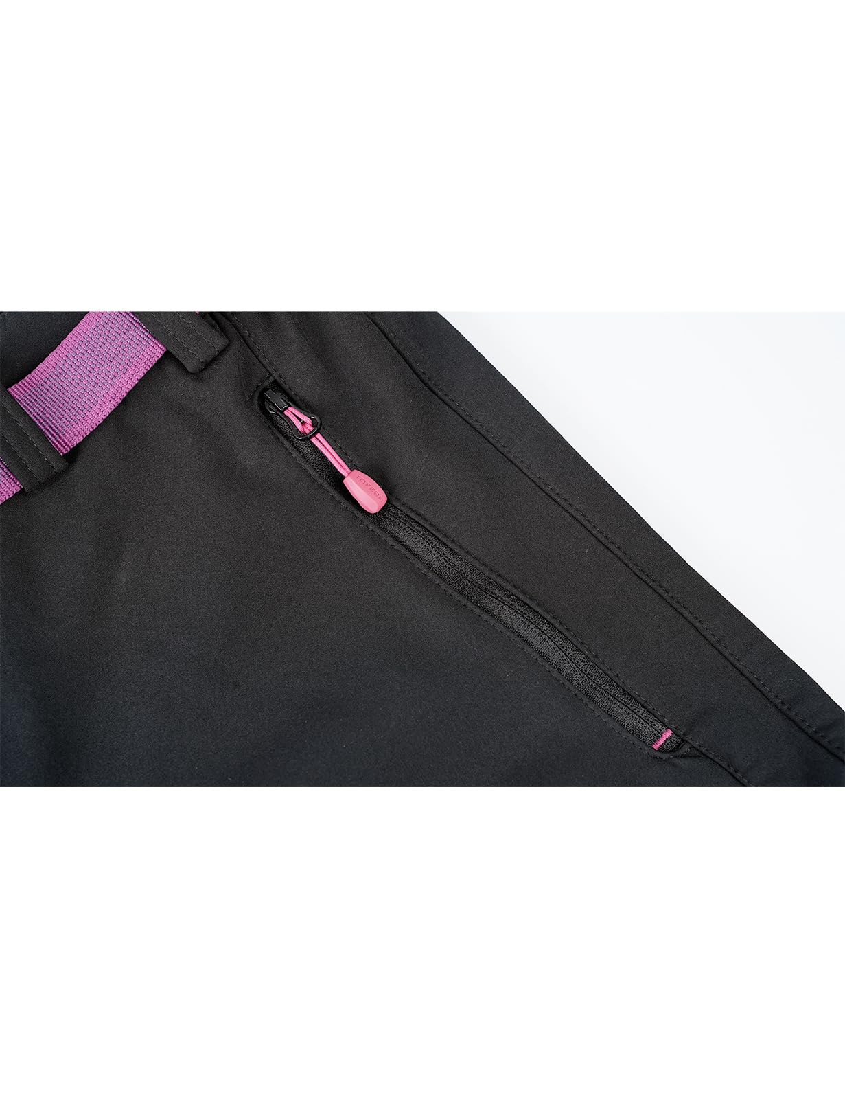 Tofern Waterproof Trousers for Women Fleece Lined Softshell Pants Breathable Snow Pants for Ladies Thermal Windproof Trousers Black