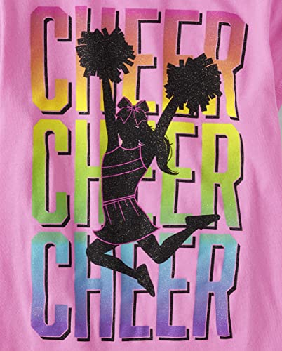 The Children's Place Girls' Sports Short Sleeve Graphic T-Shirts, Cheer, Medium