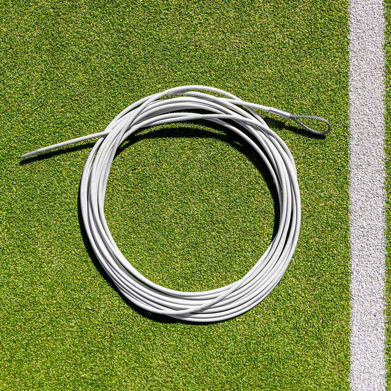 Tennis Net Headline Wire Cable [33ft or 42ft] | PVC Coated Steel Wire – All Tennis Posts (Loop & Pin, 42ft (Doubles))