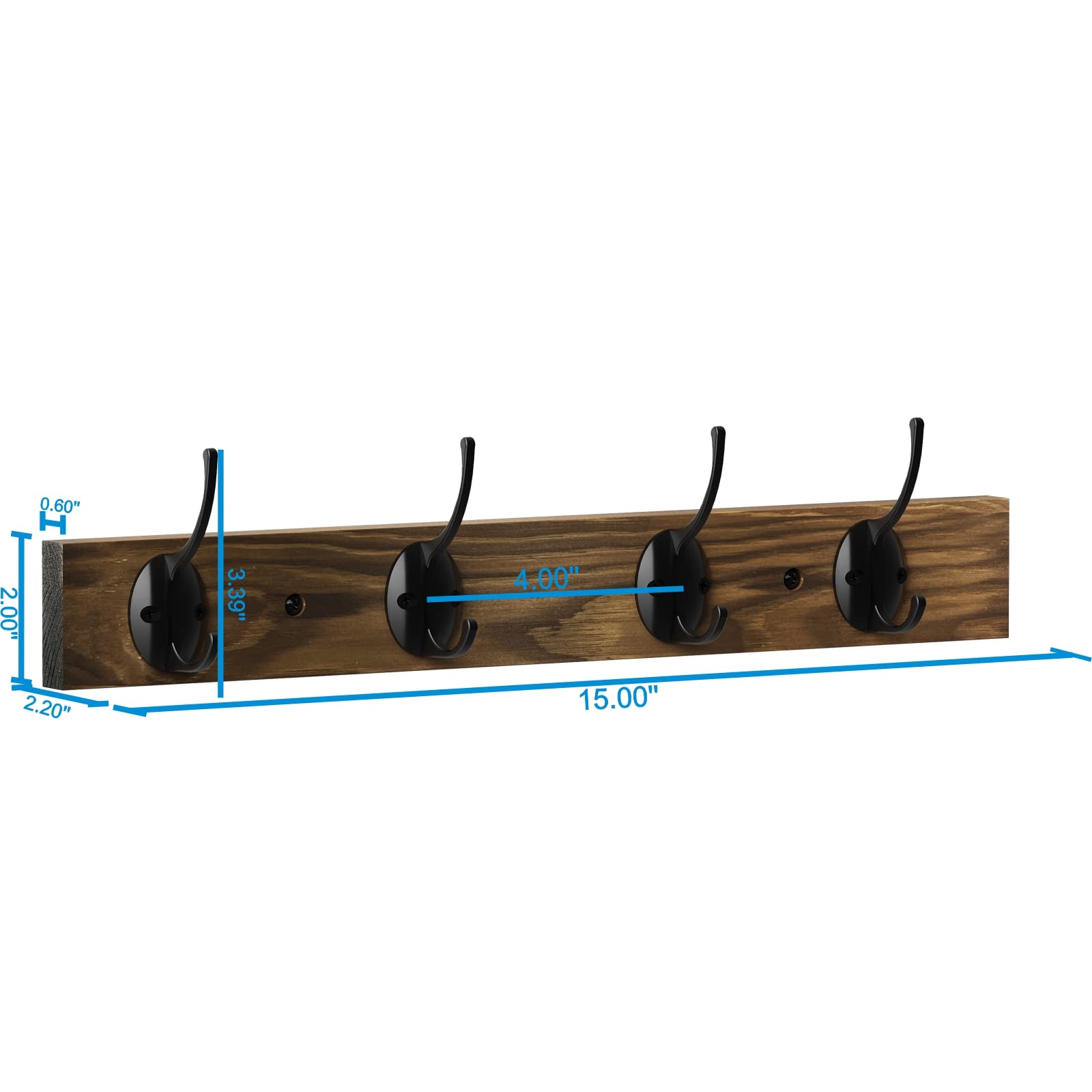 VERTORGAN Coat Hooks for Wall,Coat Rack Wall Mounted, Hat Rack and Hat Hooks with 4 Hooks for Entryway, Bathroom, Bedroom(Brown)
