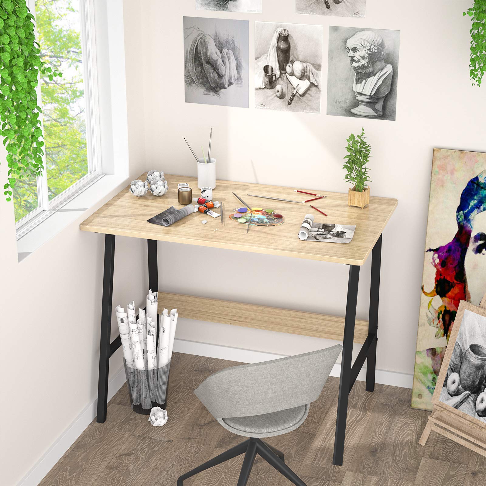 Topfurny Home Office Computer Desk (32'', Natural)