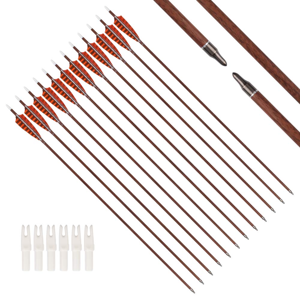 Turkey Feather Carbon Arrows Spine 400 Archery Arrows for Recurve Bow Screw in Tips 30 inch (12pcs)