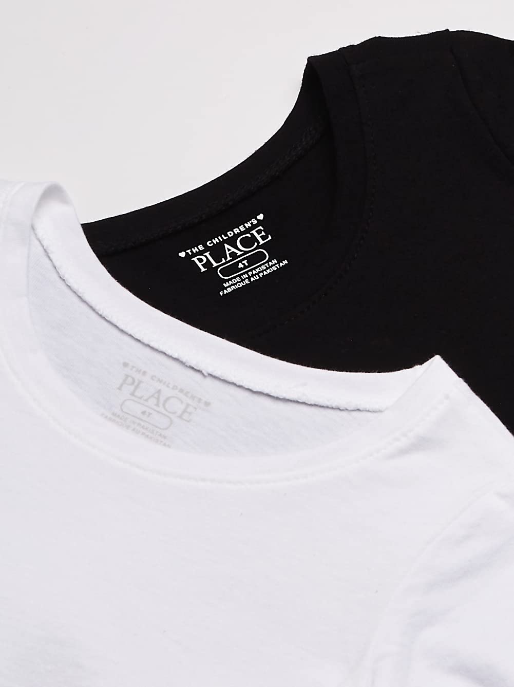 The Children's Place baby girls And Toddler Long Sleeve Basic Layering T-shirt T Shirt, Black/White 2 Pack, 4T US
