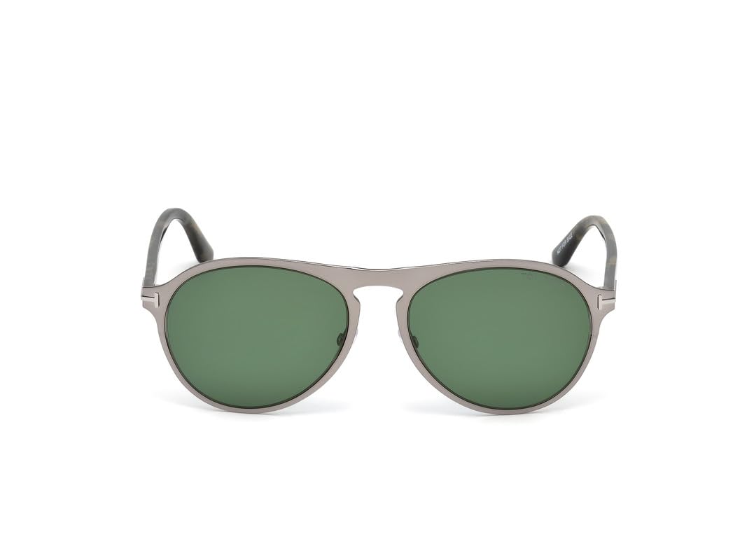 Tom Ford FT0525 Sunglasses - Shiny Light Ruthenium Frame, Green Lenses, 56 mm Lens FT05255614N