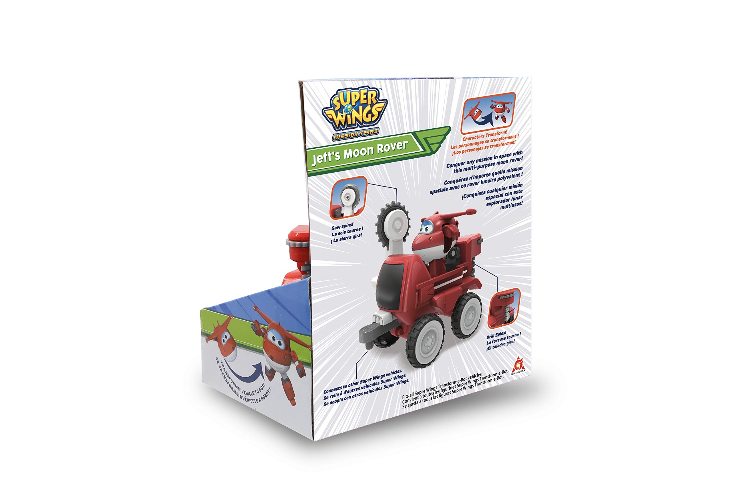 Super Wings - Jett's Moon Rover Vehicle | Transform-A-Bot Jett Toy Figure US730842