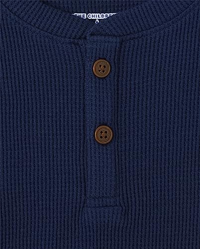 The Children's Place Baby Toddler Boys Long Sleeve Thermal Henley Top, Tidal, 3T